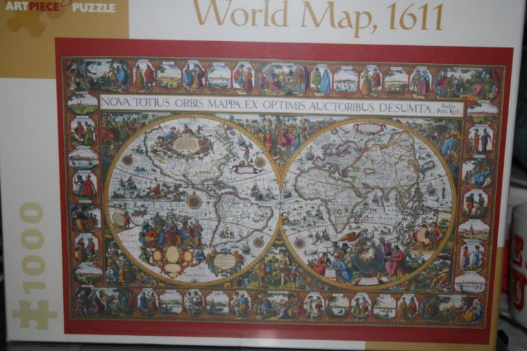 1000, Pomegranate, World Map 1611, Van den Keere - Rare Puzzles