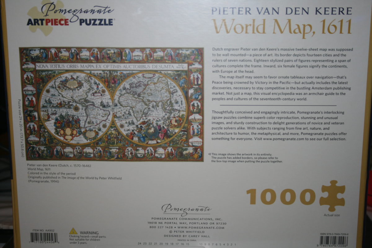 1000, Pomegranate, World Map 1611, Van den Keere - Rare Puzzles